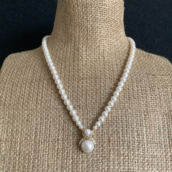 Marvella | Jewelry | Vintage Marvella Faux Pearl Rhinestone Necklace ...